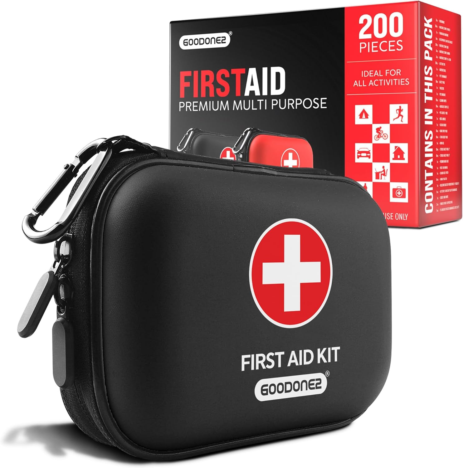 GOODONE2 200 Pcs First Aid Kit + Survival kit for Treatment (200-Black ...